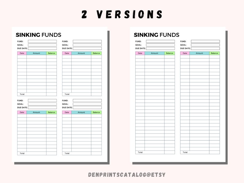 Sinking Funds Tracker Printable, Savings Challenge, Savings Tracker ...