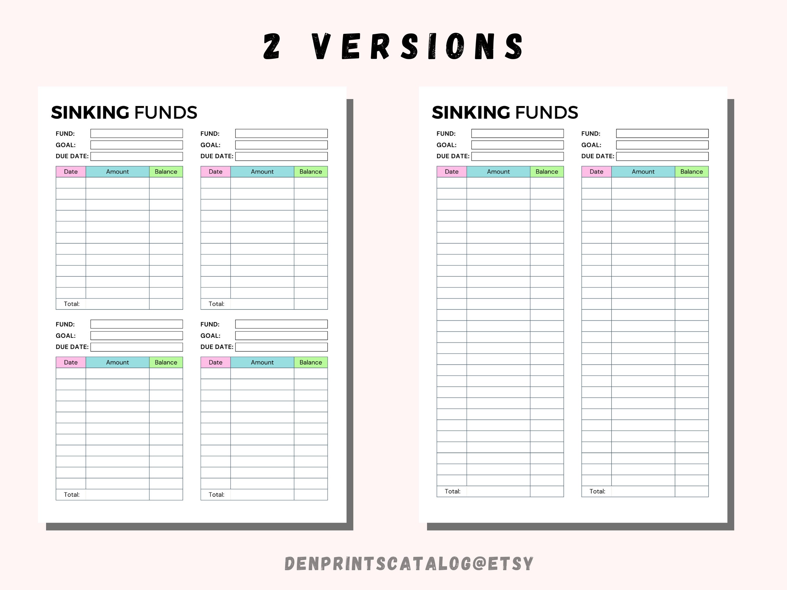 Sinking Funds Tracker Printable, Savings Challenge, Savings Tracker ...