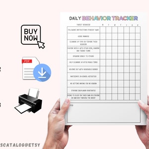 Daily Behavior Chart for Kids Printable, Good Behavior Tracking ...
