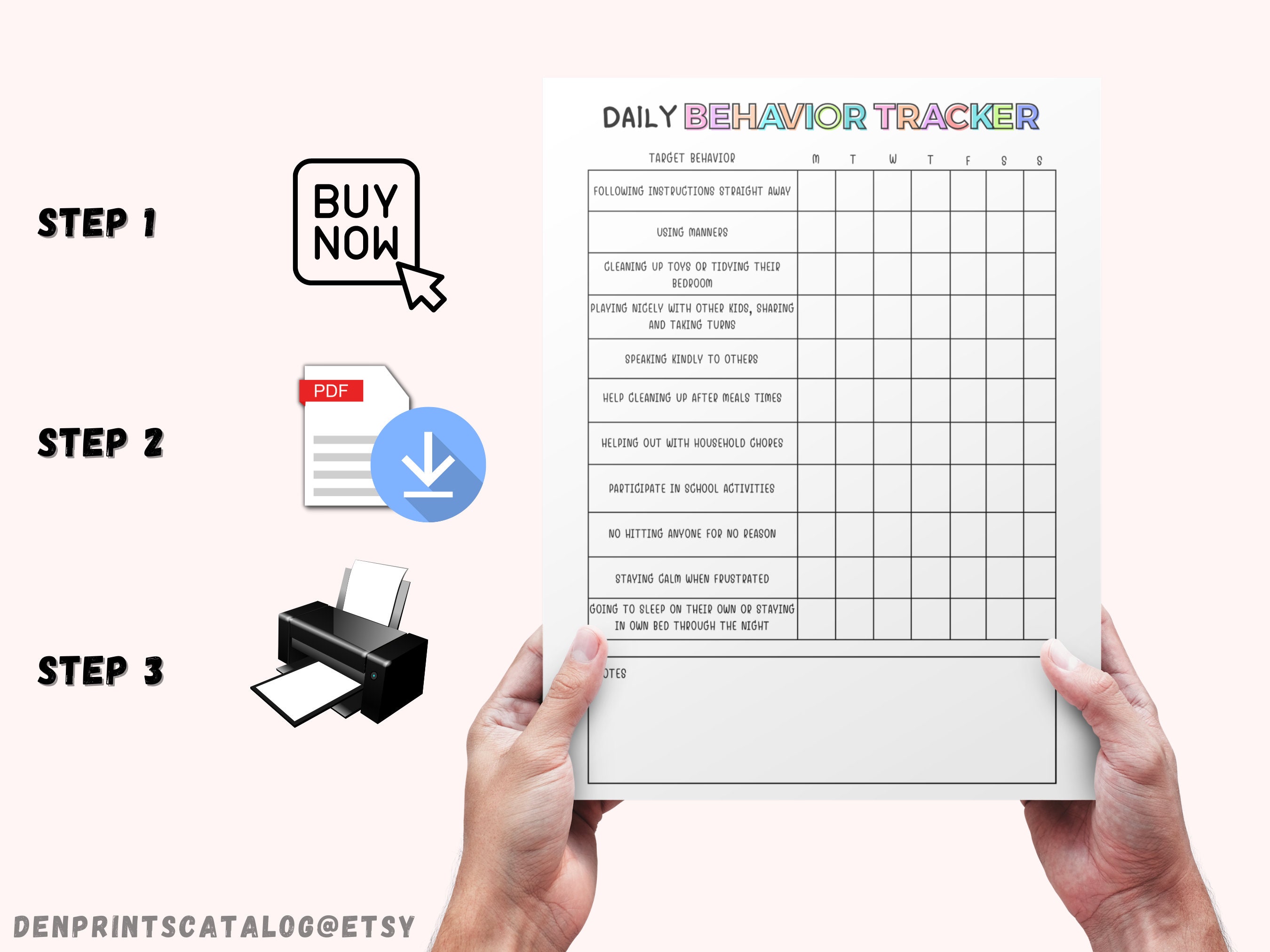 Daily Behavior Chart for Kids Printable, Good Behavior Tracking ...
