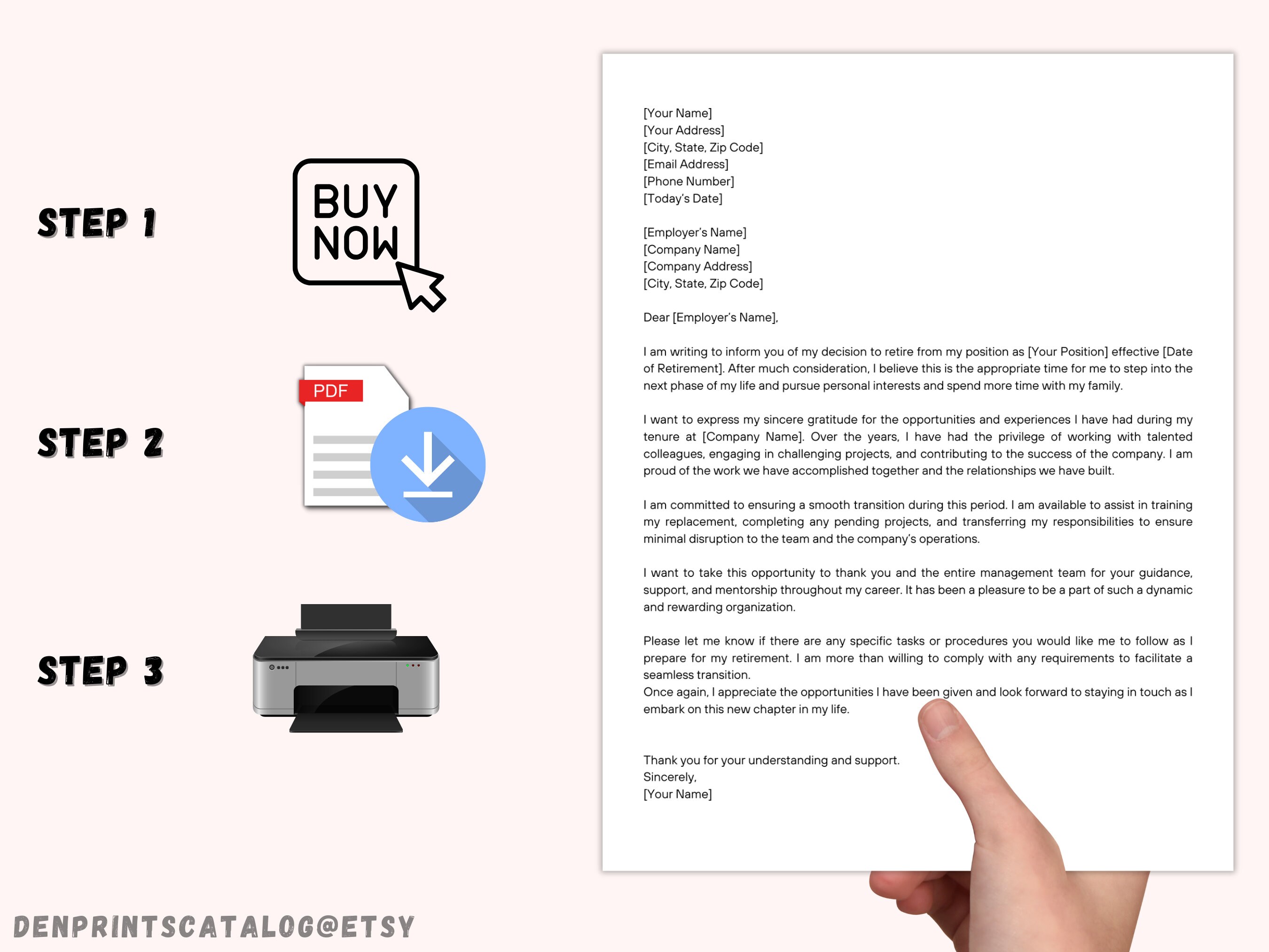 Professional Retirement Letter Template Printable, Editable Retirement ...