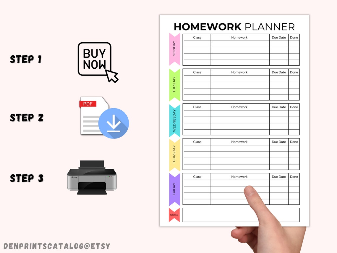 Printable Homework Planner, Homework Chart, Homework Tracker ...