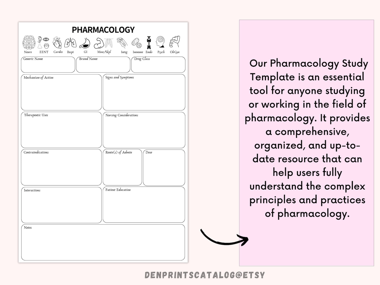 Nursing School Pharmacology Template Printable Pharmacology - Etsy