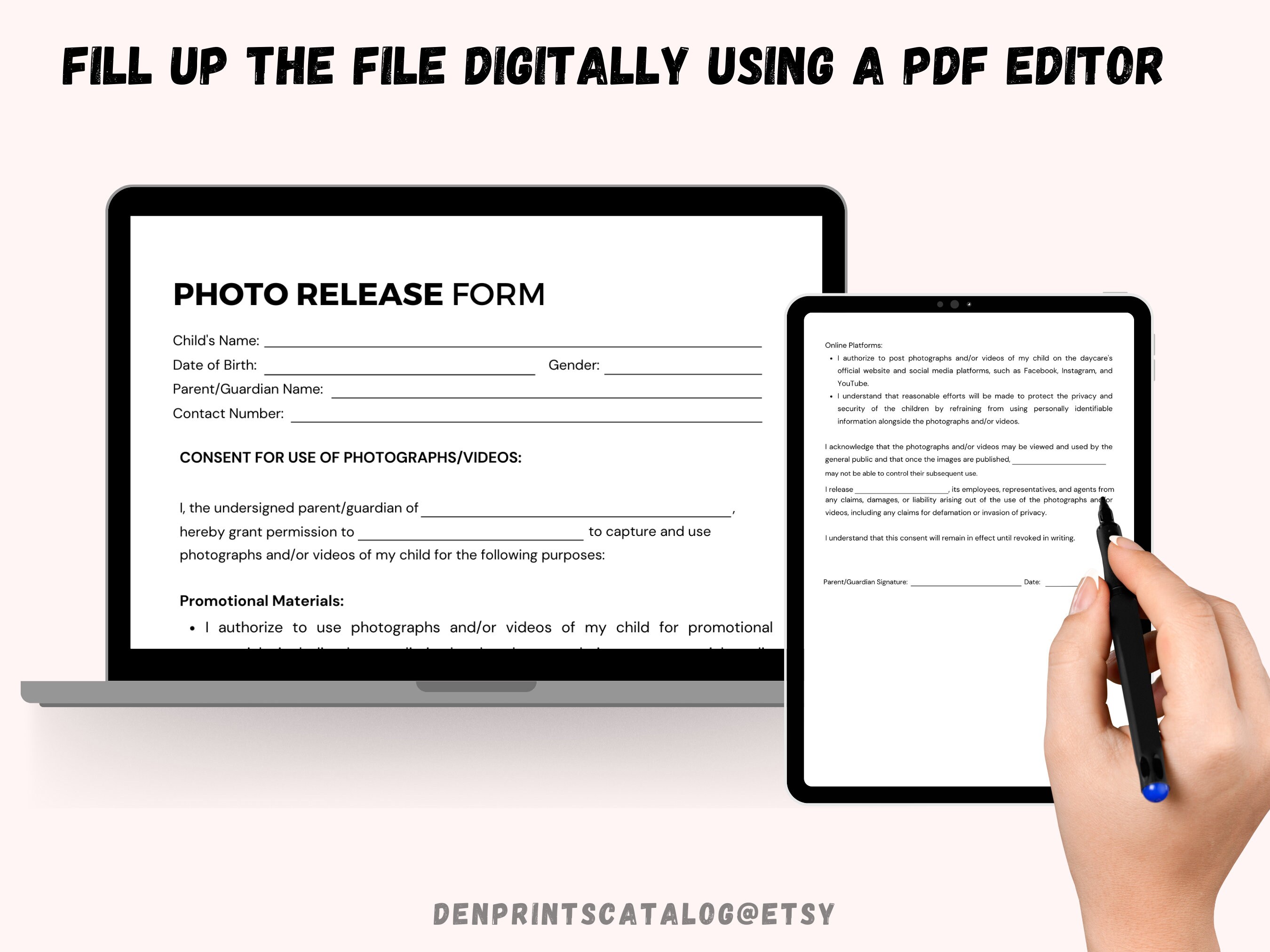 Daycare Photo Release Form Printable Childcare Center Social - Etsy