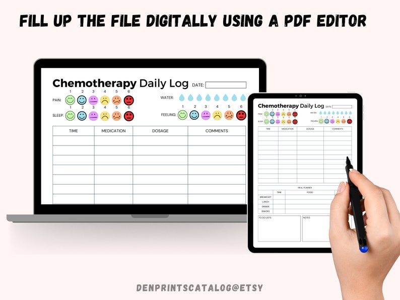 Printable Chemotherapy Symptom Log, Daily Chemo Tracker, Cancer ...