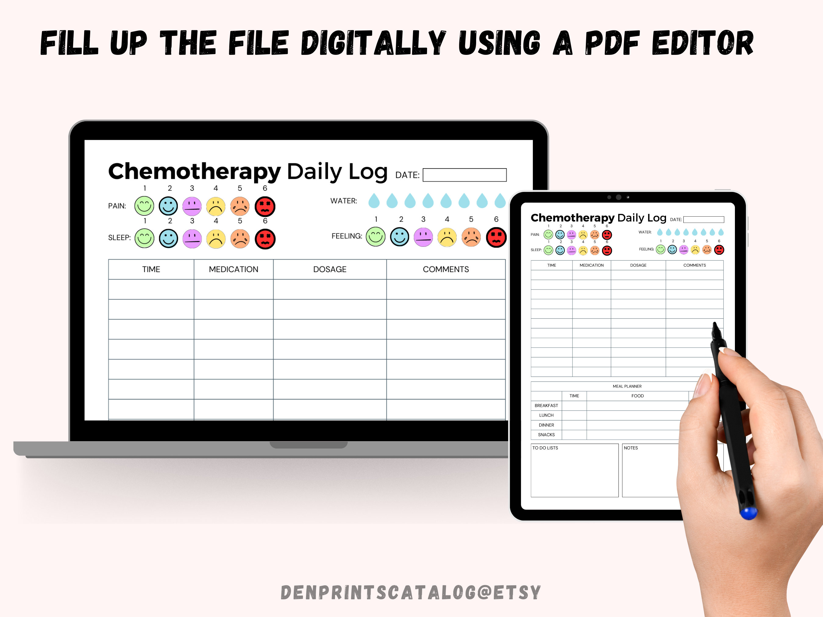 Printable Chemotherapy Symptom Log, Daily Chemo Tracker, Cancer ...