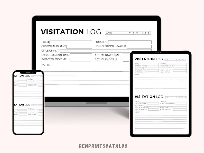 Visitation Log Printable, Child Care Log, Child Visits Tracker ...