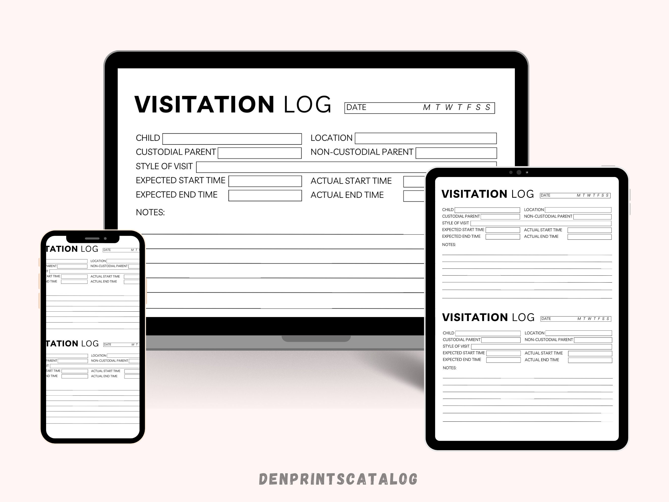 Visitation Log Printable, Child Care Log, Child Visits Tracker ...