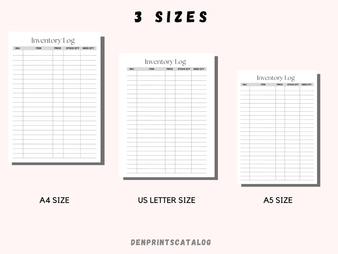 Printable Inventory Log Management Form, Inventory Sheet, Small ...
