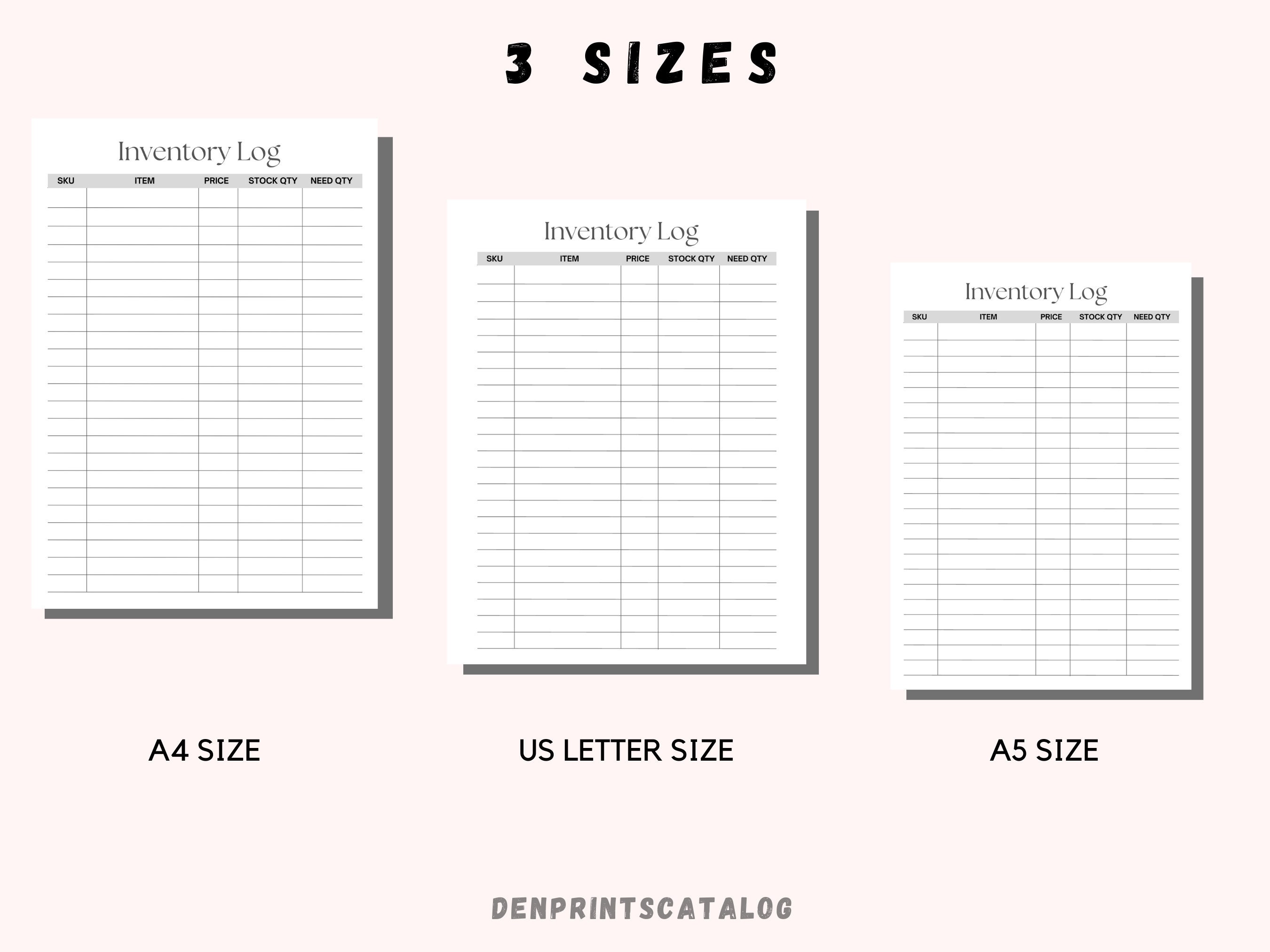 Printable Inventory Log Management Form, Inventory Sheet, Small ...
