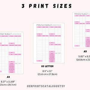 Editable MONTHLY Budget Overview Template, Budget Binder, Budget ...