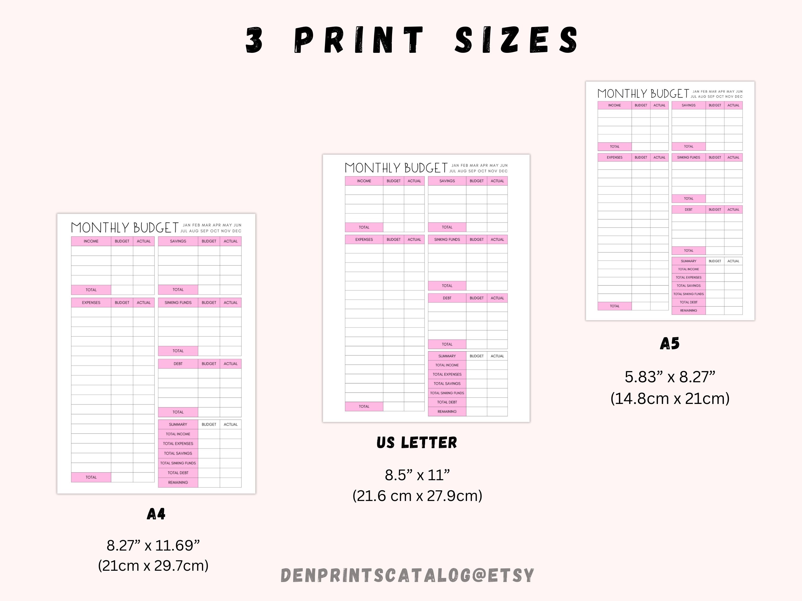 Editable MONTHLY Budget Overview Template, Budget Binder, Budget ...