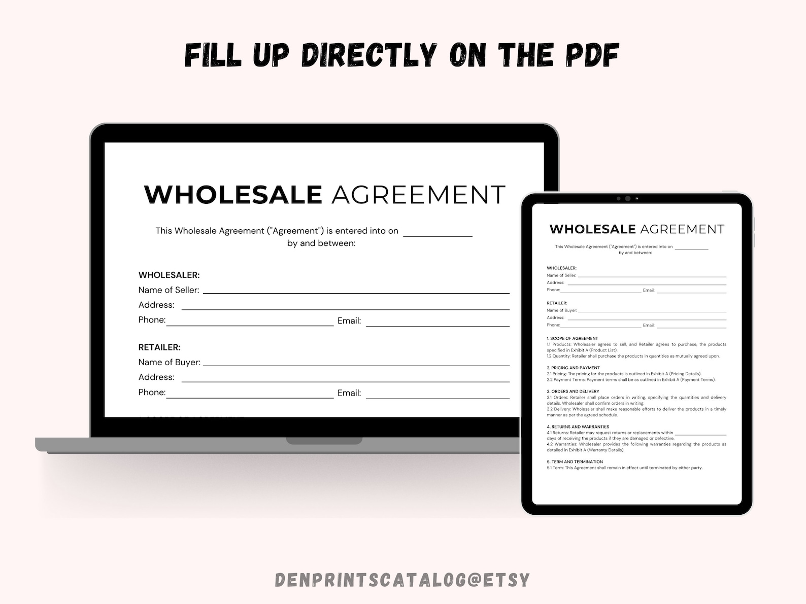 Wholesale Agreement Fillable PDF, Wholesale Contract Template ...