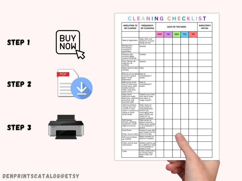 Daycare Cleaning Checklist, Childcare Cleaning Checklist, Daycare ...