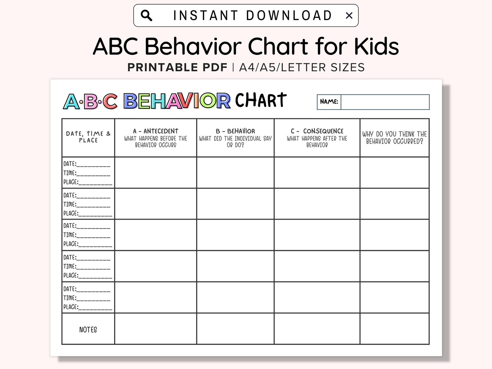 Behavior Chart for Kids Behavior Chart Behavior Reward Chart Printable ...
