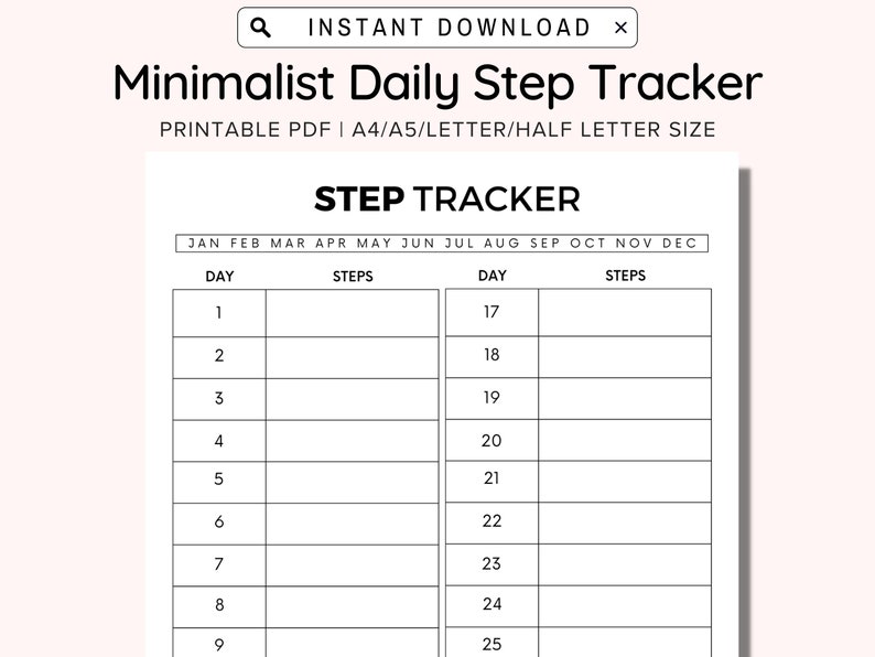 Step Tracker Printable, Step Log Planner, Printable Planner Fitness ...