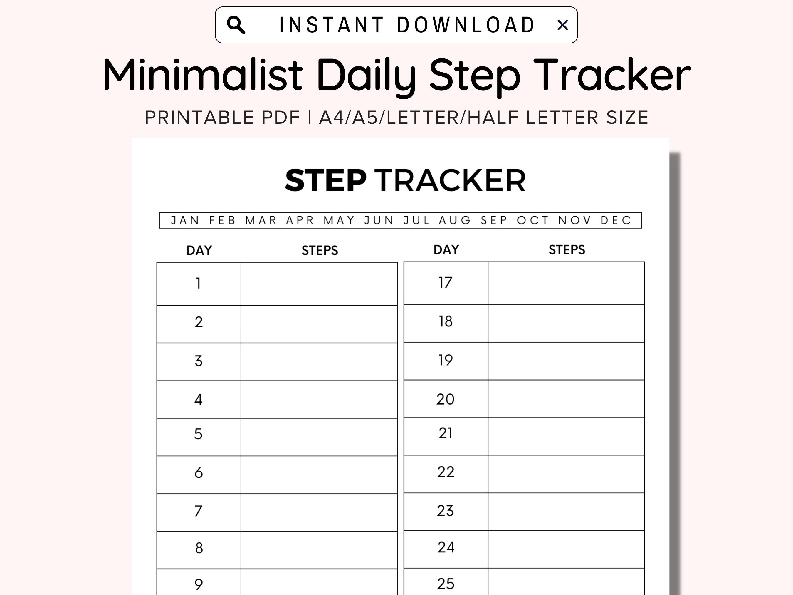 Step Tracker Printable, Step Log Planner, Printable Planner Fitness ...