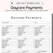 Daycare Payments Log Printable, Daycare Payments, Daycare Tuition ...