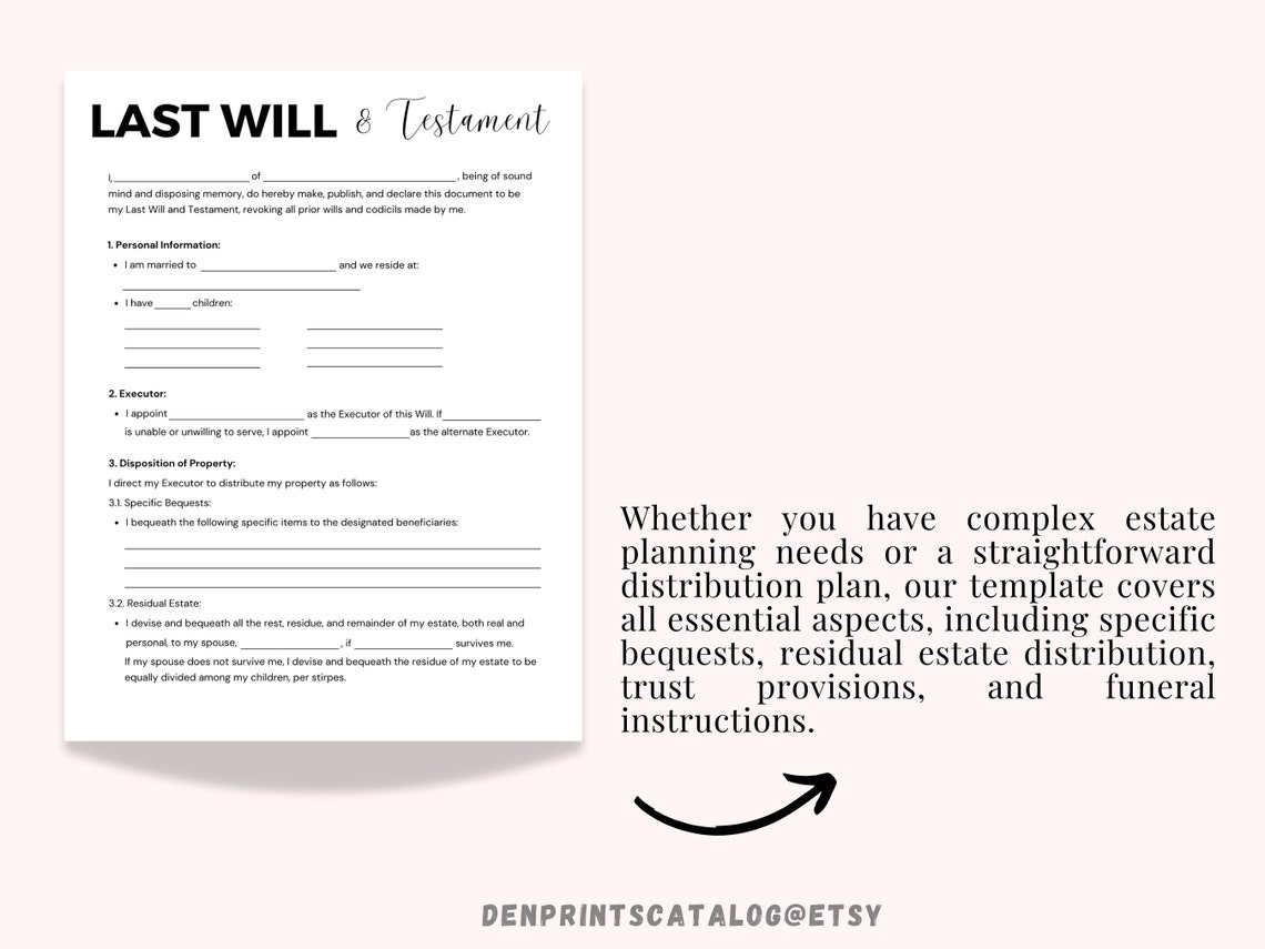Fillable PDF Simple Living Will and Testament Form Editable Instant ...