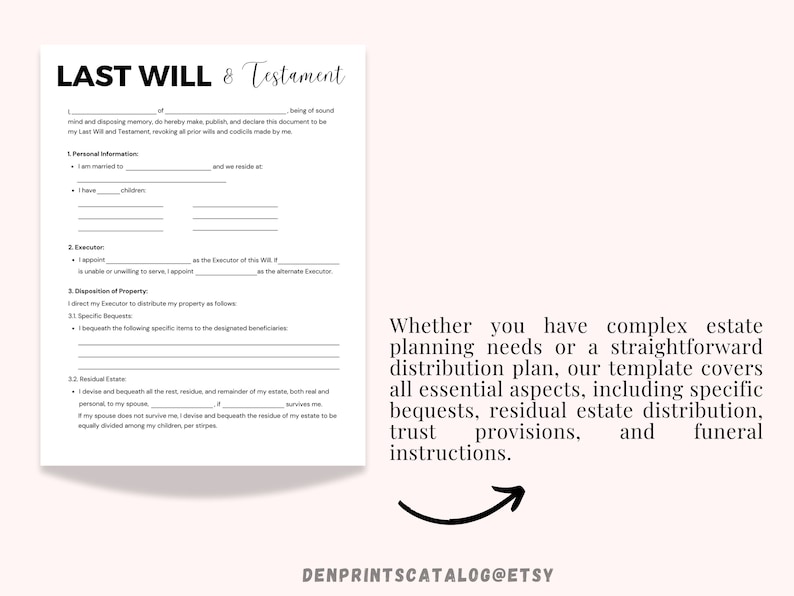 Fillable PDF Simple Living Will and Testament Form Editable Instant ...