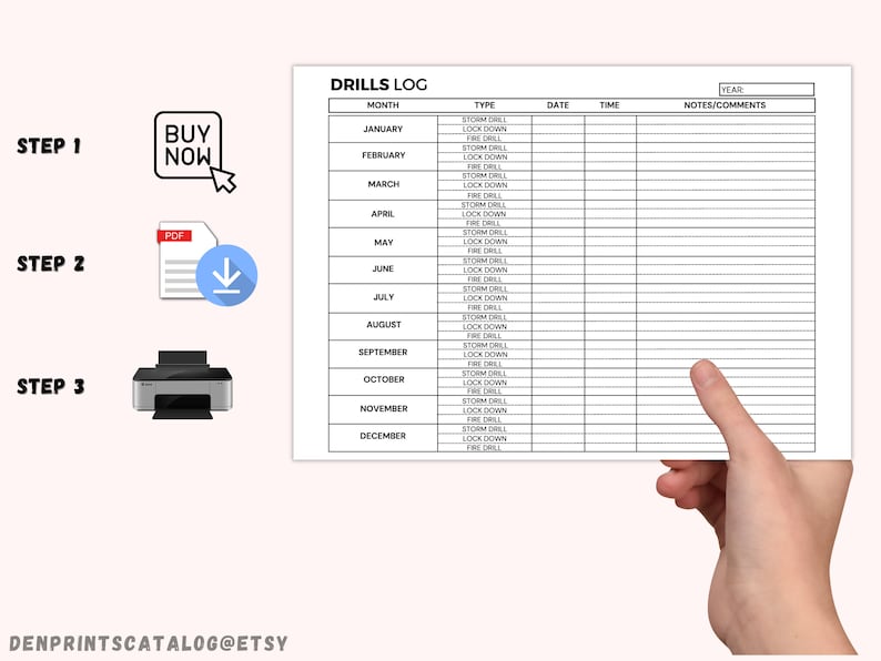 Printable Emergency Evacuation Log, Emergency Drill Record, Fire Drill ...