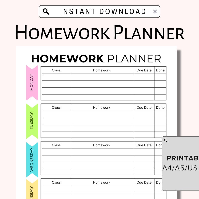 Homework Planner - Etsy