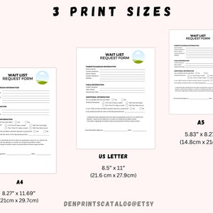 Daycare Wait List Printable, Daycare Waiting List Template, Wait List ...