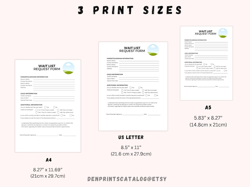 Daycare Wait List Printable, Daycare Waiting List Template, Wait List ...