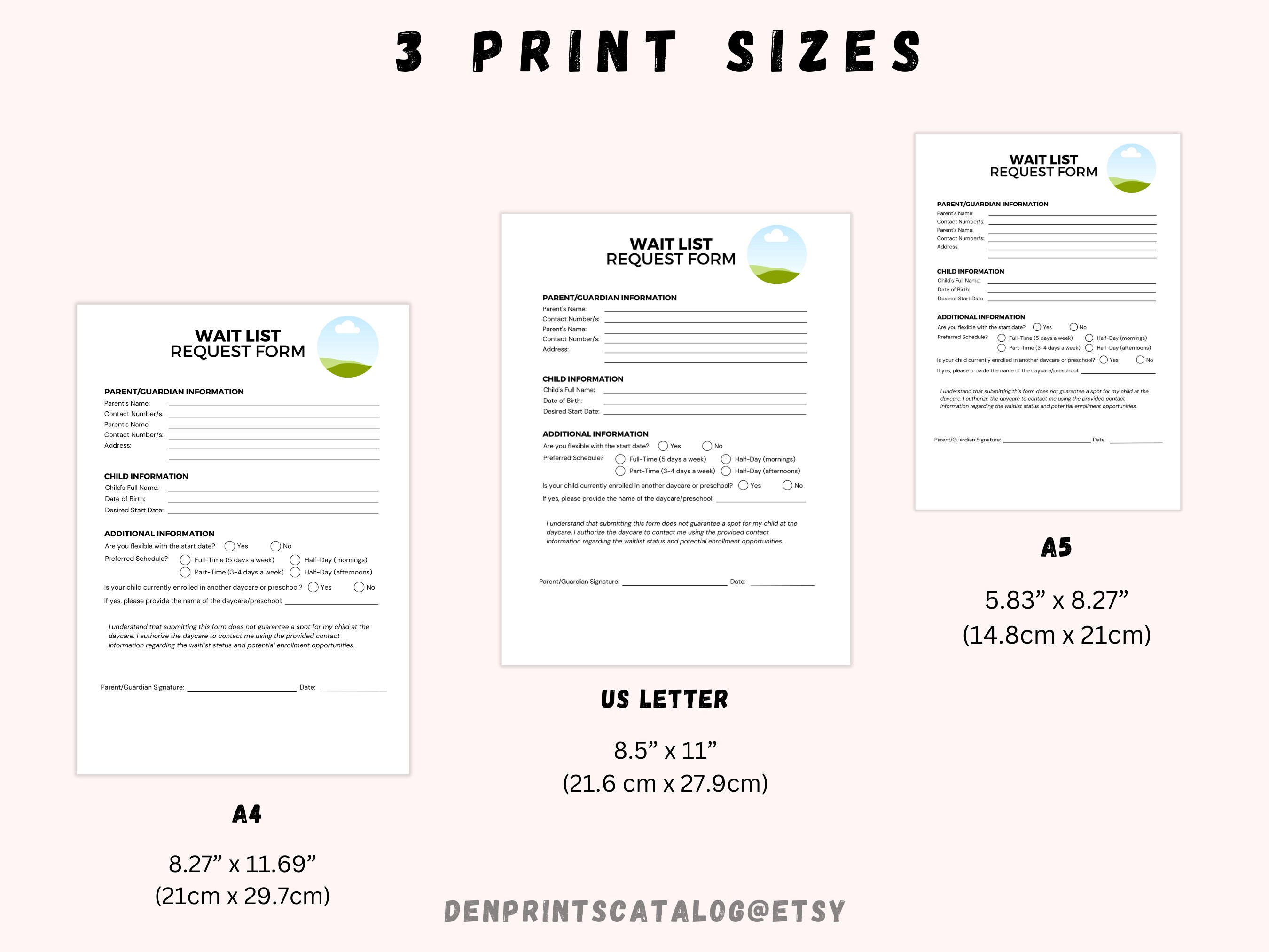 Daycare Wait List Printable, Daycare Waiting List Template, Wait List ...