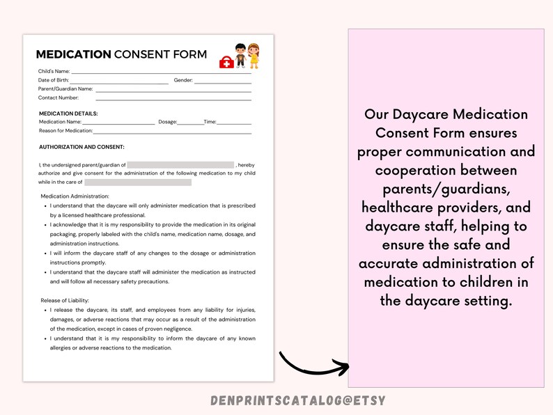 Daycare Medication Forms: Medication Authorization Form, Medication Log ...