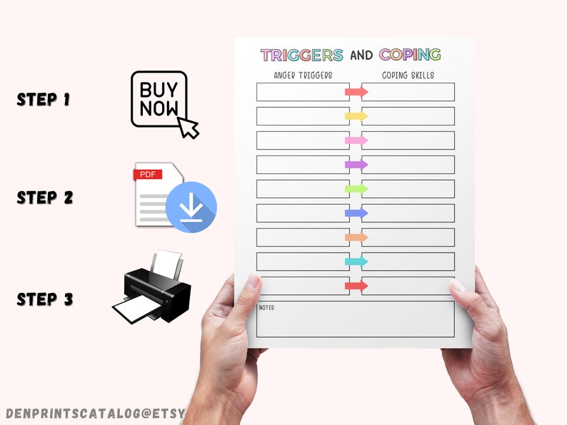 Triggers and Coping Worksheet, Mental Health, Mood Tracker, Self-help ...