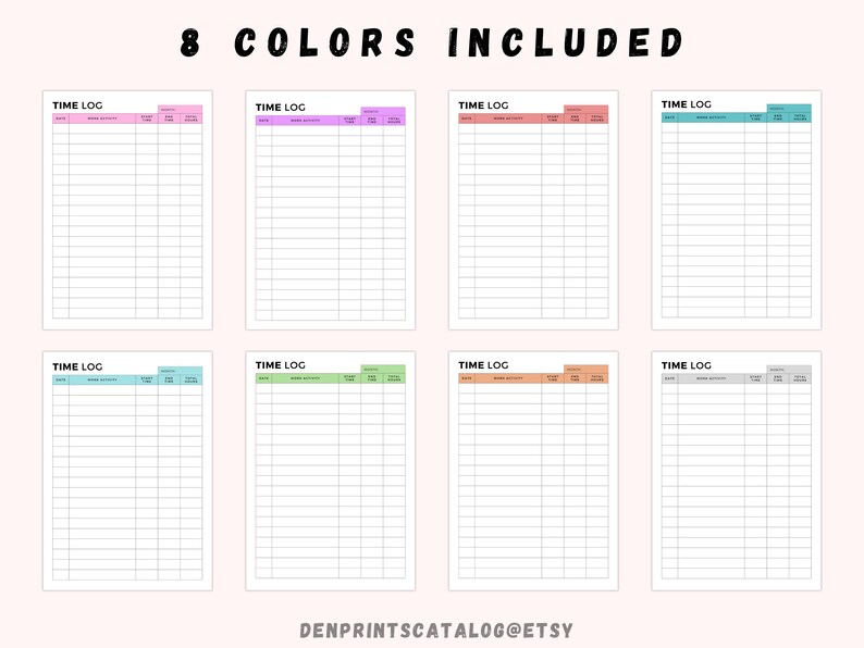 Time Log Printable Task Tracker Timesheet Printable Project - Etsy