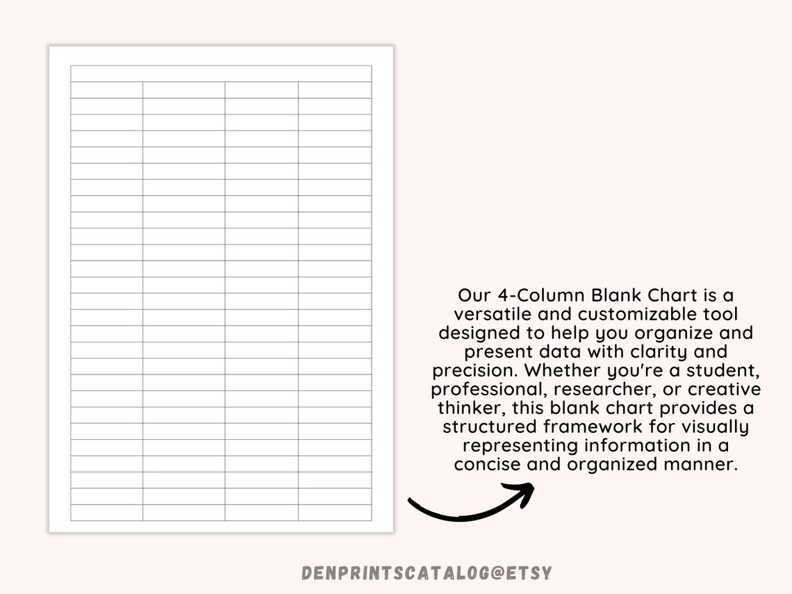 4 Blank Columns Chart Text Input Print and Write Printable Digital ... 4 Blank Columns Chart Text Input Print and Write Printable Digital ...
