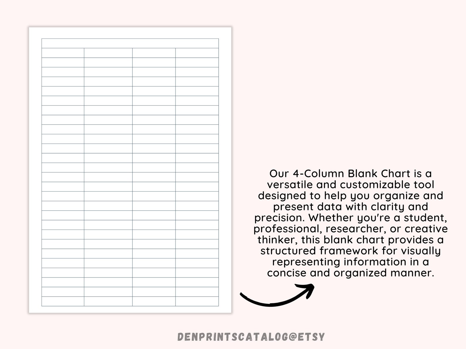 4 Blank Columns Chart Text Input Print And Write Printable Digital Download Blank Column
