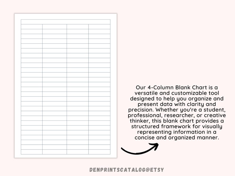 4 Blank Columns Chart Text Input Print and Write Printable Digital ...