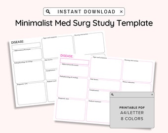 Med Surg Study Template Printable, Pathophysiology Template, Medical Surgical Nursing, Disease ...
