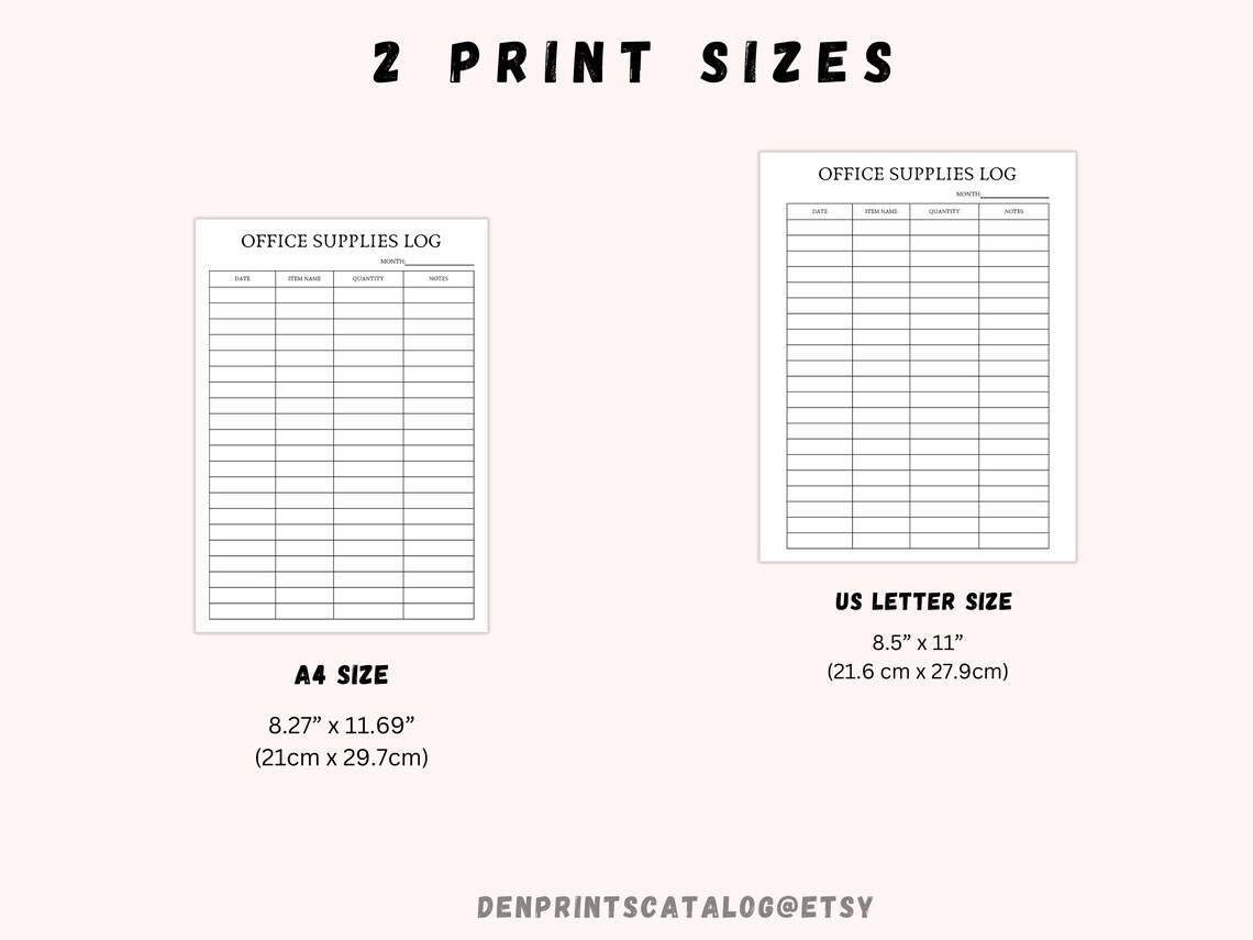 Office Supplies Log Checklist Printable, Business Office Supplies ...