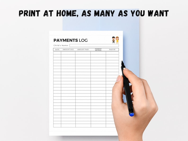 Tuition Payment Log Printable, Daycare Payment Log, Childcare Payment ...