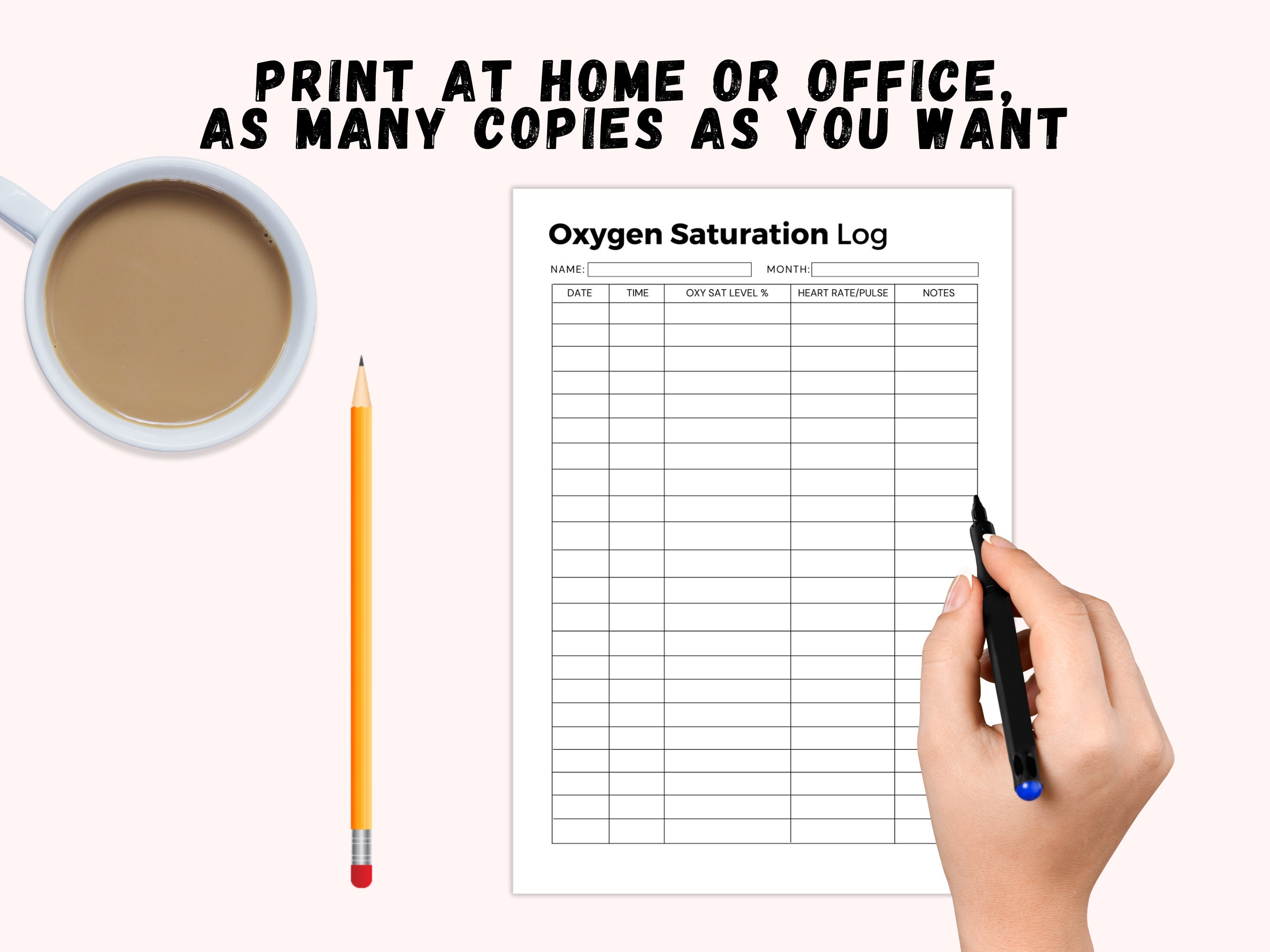 Oxygen Tracker, Saturation Journal, Pulse Log, Oxygen Record ...