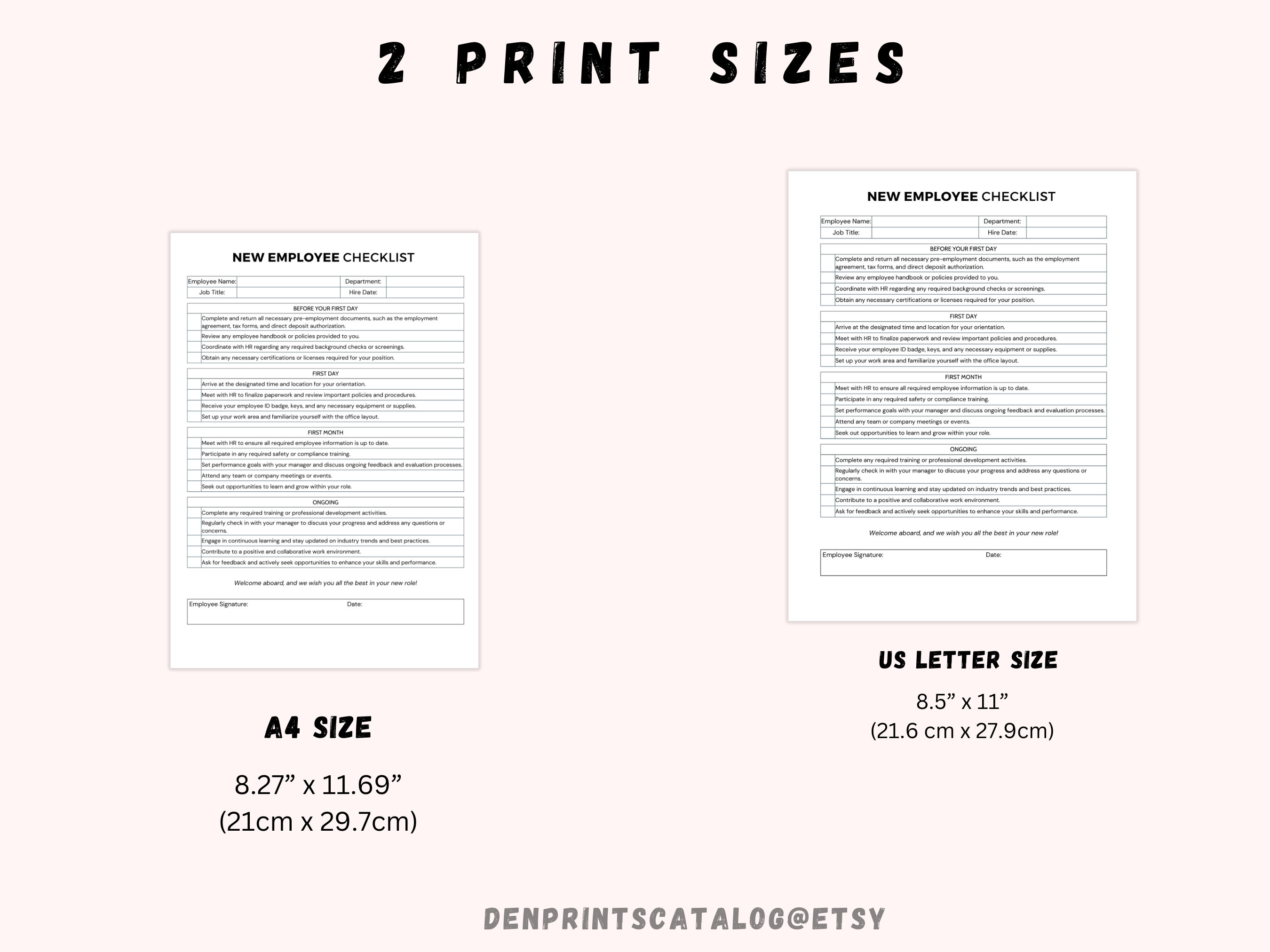 New Hire Checklist Printable, Employee Onboard, Editable Canva ...