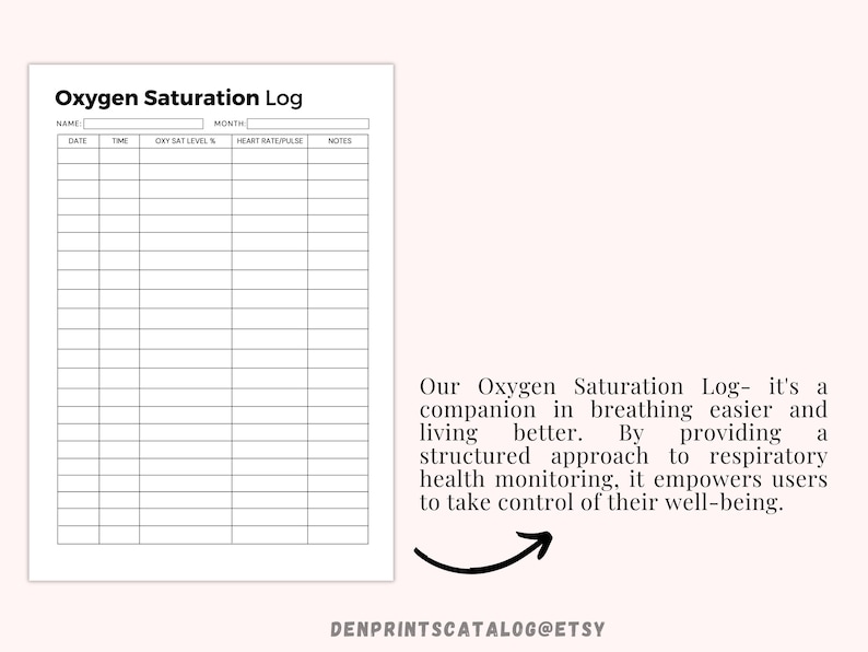 Oxygen Tracker, Saturation Journal, Pulse Log, Oxygen Record, Saturation Organizer, Oxygen Level ...