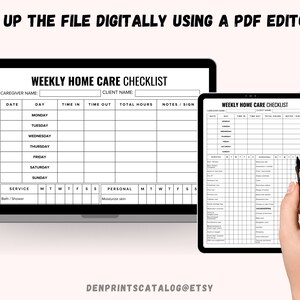 Weekly Home Care Checklist Printable, Monday Start, Caregiving Elderly ...