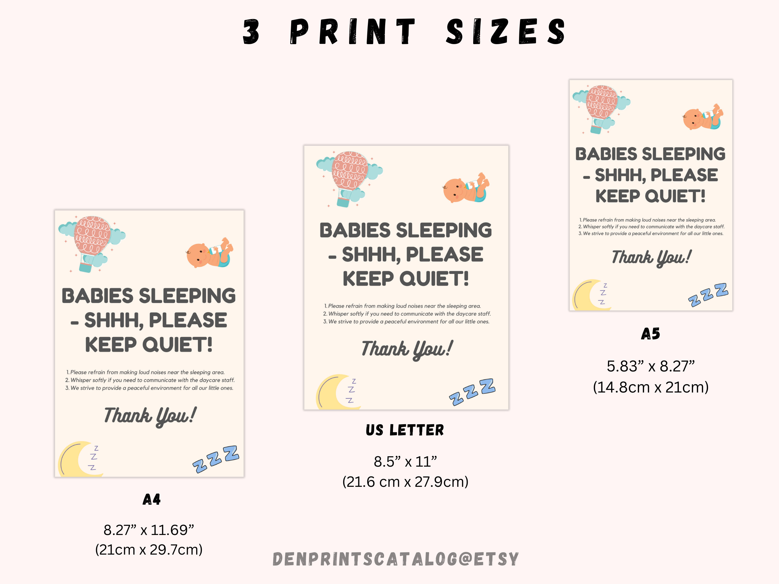 Babies Sleeping Sign Printable, Daycare Be Quiet Naptime Poster ...