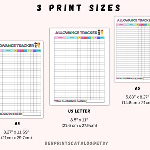 Allowance Tracker for Kids,printable Allowance Chore Chart,daily Weekly ...