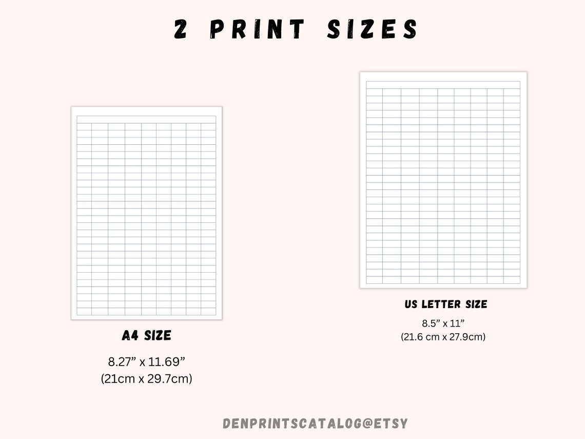 9 Blank Columns Chart Text Input Print and Write PDF Digital Download File, A4/US Letter Size ...