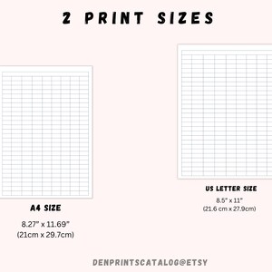 9 Blank Columns Chart Text Input Print and Write PDF Digital Download File, A4/US Letter Size ...