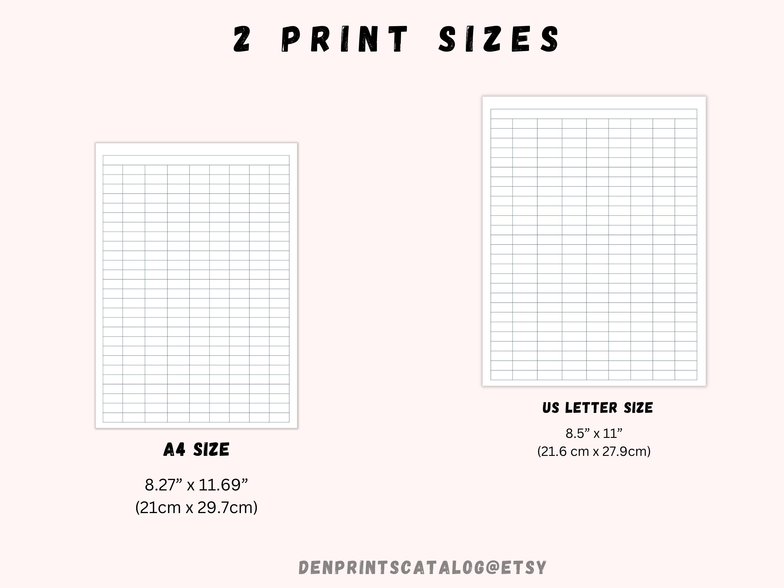 9 Blank Columns Chart Text Input Print and Write PDF Digital Download ...