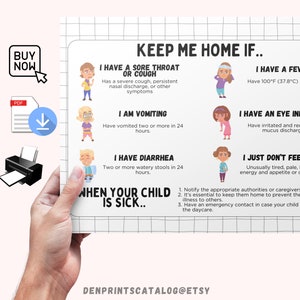 Child Sickness Flyer Printable, Daycare Printable Illness Sign ...