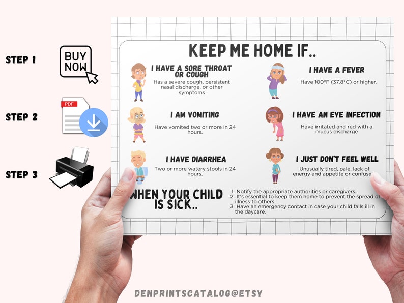 Child Sickness Flyer Printable, Daycare Printable Illness Sign ...