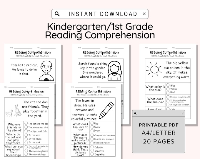 First Grade Reading Comprehension Worksheets Printable, Homeschool ...